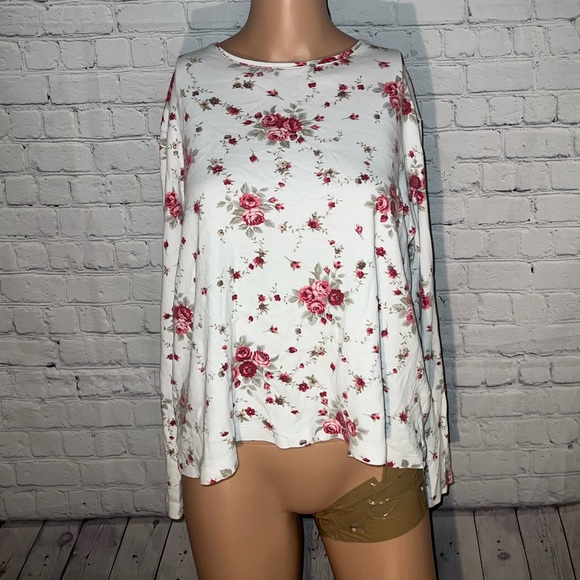 White Stag | Tops | White Stag White Red Floral Long Sleeve Shirt Size L | Poshmark